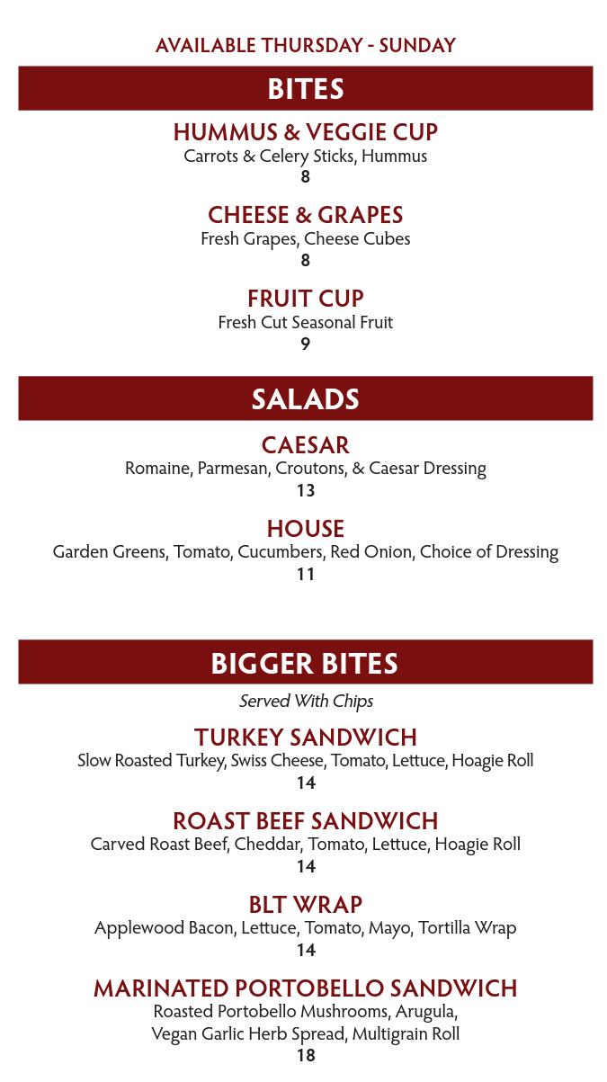 Pool Bar Menu - Thursday - Sunday – Four Winds Casinos
